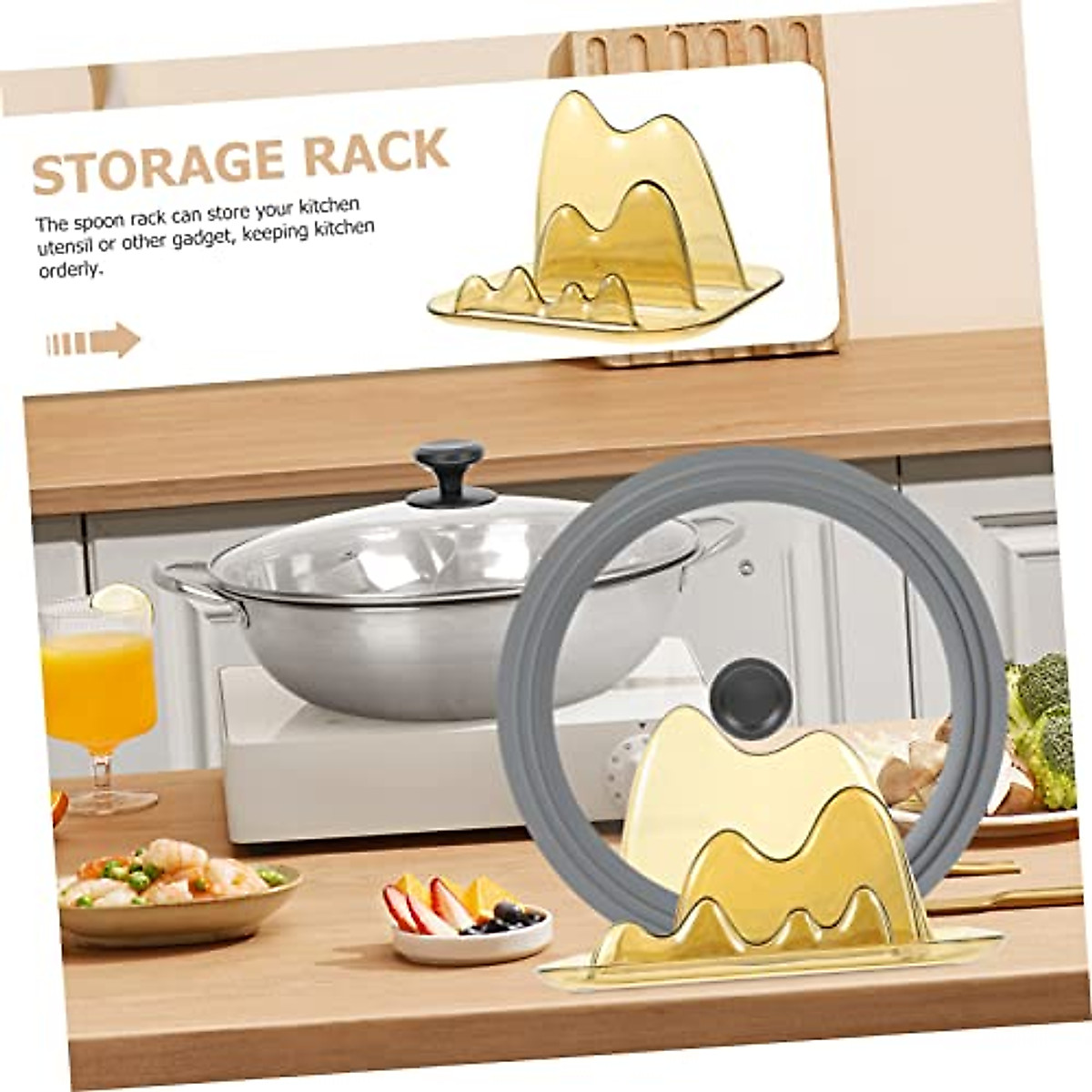 YARNOW Pot Lid and Spatula Holder Household Gadgets Pot Lid Stand Pot Lid Holder Pan Cover Holder Pan Cover Stand Kitchen Spoon Stand Home Pan Organizer Plastic One Body Bracket