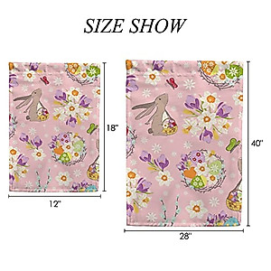 My Little Nest Seasonal Garden Flag Easter Rabbit Flowers Basket Double Sided Vertical Garden Flags for Home Yard Holiday Flag Outdoor Decoration Farmhouse Banner 12"x18"