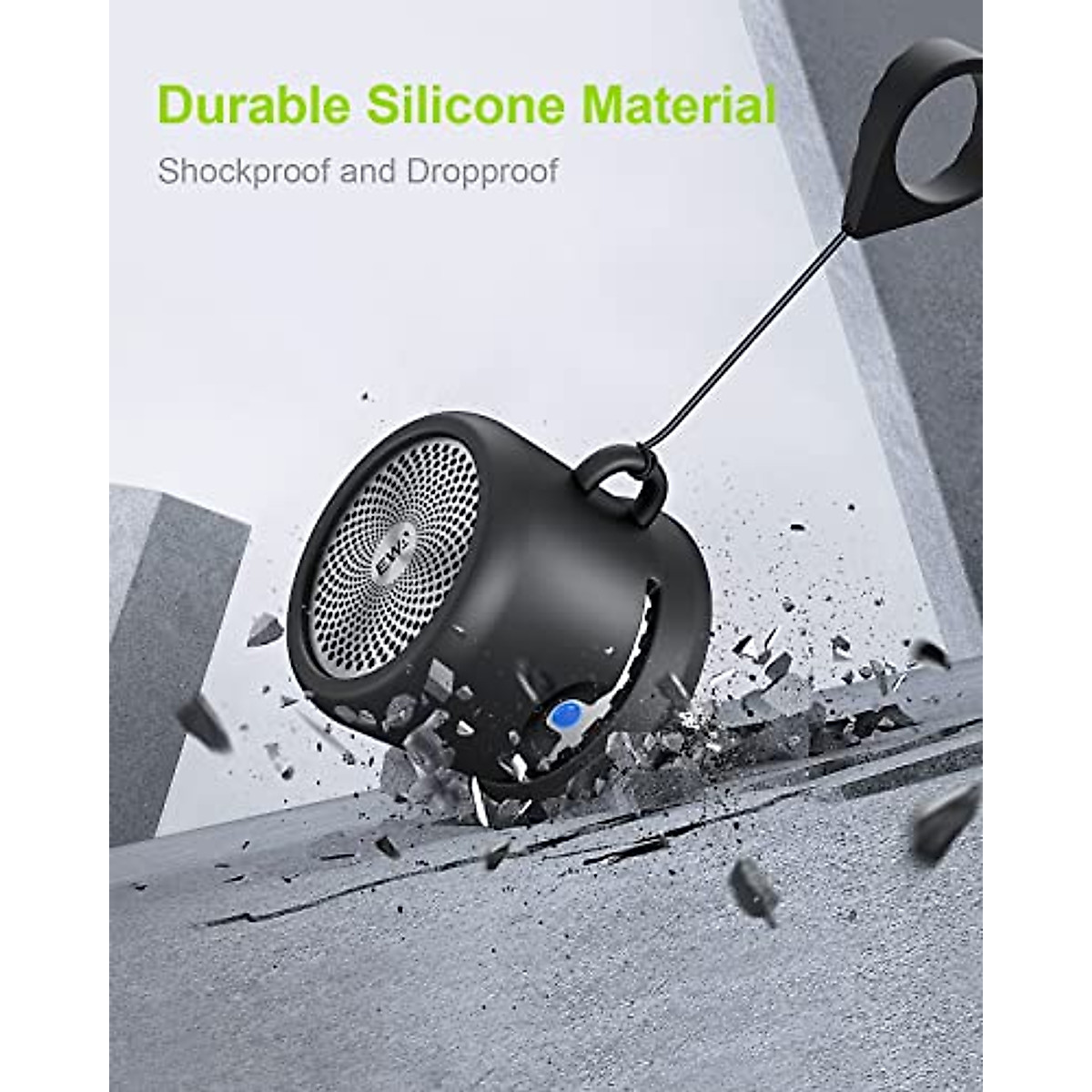 EWA Magnetic Silicone Case A106 Pro Portable Bluetooth Speaker for Shower, Room, Bike, Car (Black)