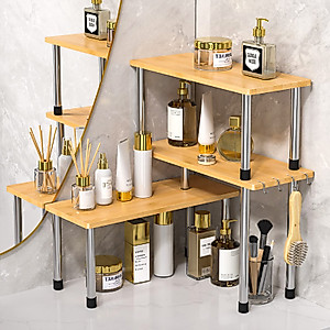 JayRex Kitchen Countertop Organizer Counter Shelf 2 Tier Separable Corner Shelf for Kitchen and Bathroom