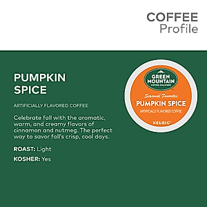 Green Mountain Coffee Roasters Pumpkin Spice, Single-Serve Keurig K-Cup Pods, Flavored Light Roast Coffee, 72 Count, 12 Count (Pack of 6)