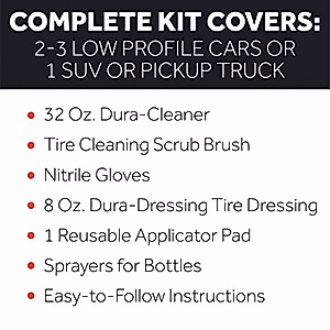 Dura-Dressing Total Tire Kit, XL Kit for 2-3 Cars or 1 Large Truck – Tire Dressing and Cleaning Kit – Made in the USA to Ensure your Tires Shine and Look Great