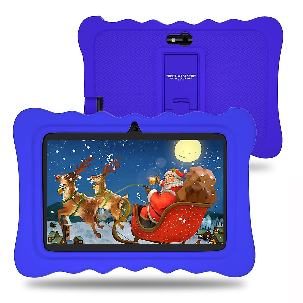 FLYINGTECH Kids Tablet 7 inch Android Tablet for Kids WiFi Dual Camera, Toddler Tablet With 2GB RAM + 32GB ROM Memory, 1024*600 Screen Parental Control Google Playstore with Blue Protective Case 2023
