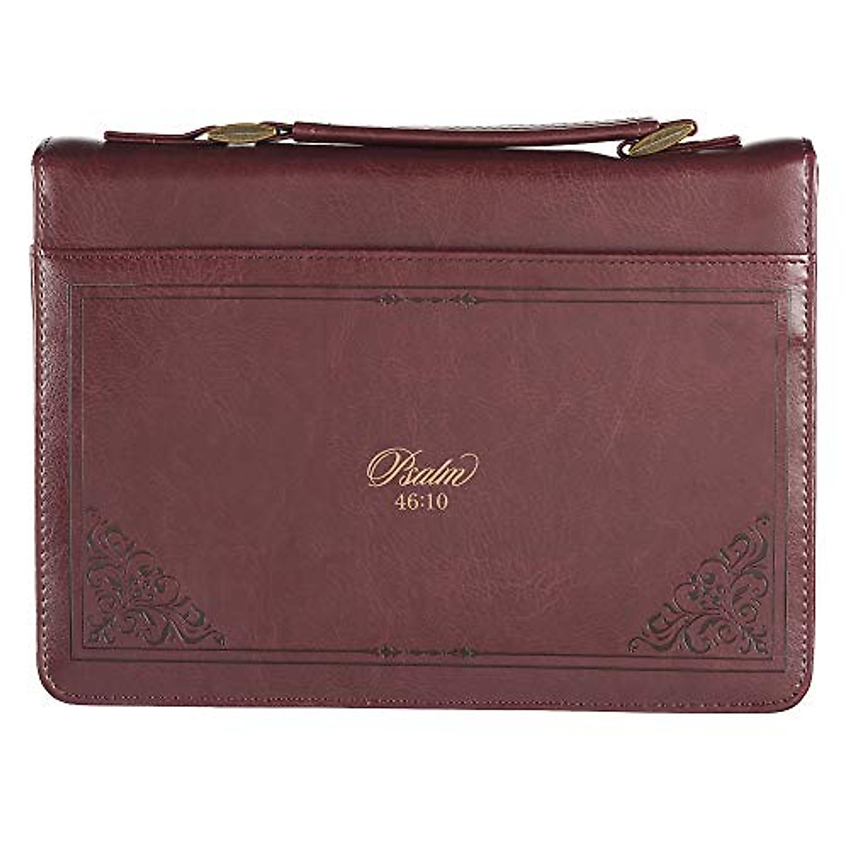 Christian Art Gifts Men's Classic Bible Cover Be Still and Know Psalm 46:10, Brown/Gold Faux Leather, Medium