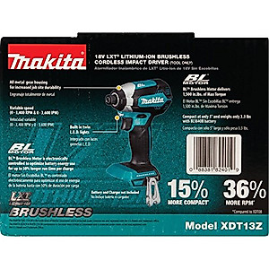 Makita XDT13Z 18-Volt LXT Lithium-ion Brushless Cordless Impact Driver (Renewed)