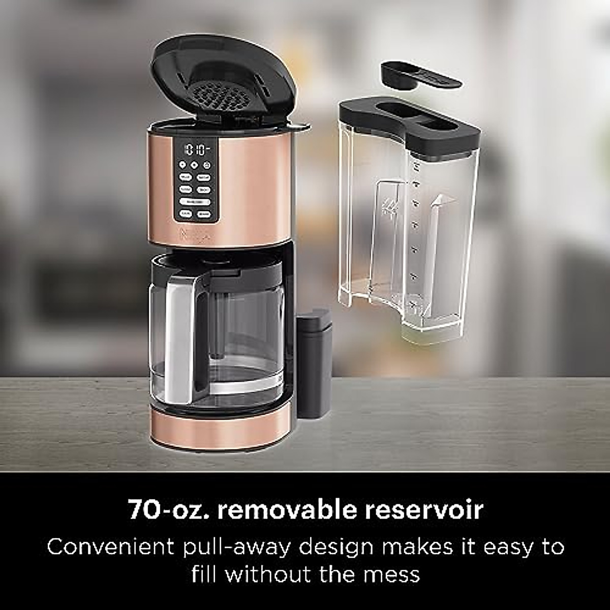 Ninja DCM201CP Programmable XL 14-Cup Coffee Maker PRO with Permanent Filter, 2 Brew Styles Classic & Rich, Delay Brew, Freshness Timer & Keep Warm, Dishwasher Safe, Copper