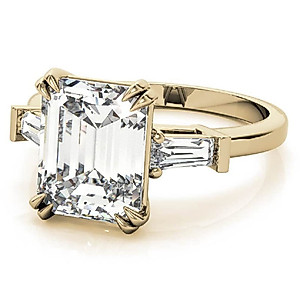 10K Solid Yellow Gold Handmade Engagement Rings 2.0 CT Emerald Cut Moissanite Diamond Solitaire Wedding/Bridal Rings for Women/Her Propose Ring Set (5)