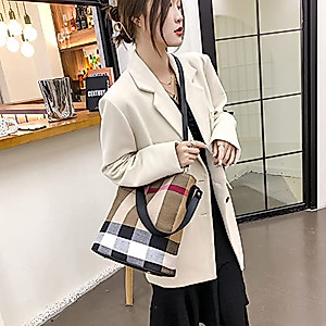 JOTHIN Tote Bag for Women Designer Handbags for Women Plaid Womens Purses and Handbags Bucket bag Canvas Tote Bag for Women(Black)