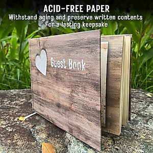 Rustic Guest Book for Wedding, Funeral, Memorial | Guest Book for Funeral Hardcover | Guestbook for Sign in, Celebration of Life Memorial Service | Guest Sign Book with Memory Table Card Sign Included