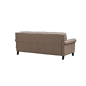 Hydeline Laguna Top Grain Leather Sofa Couch, 86", Taupe