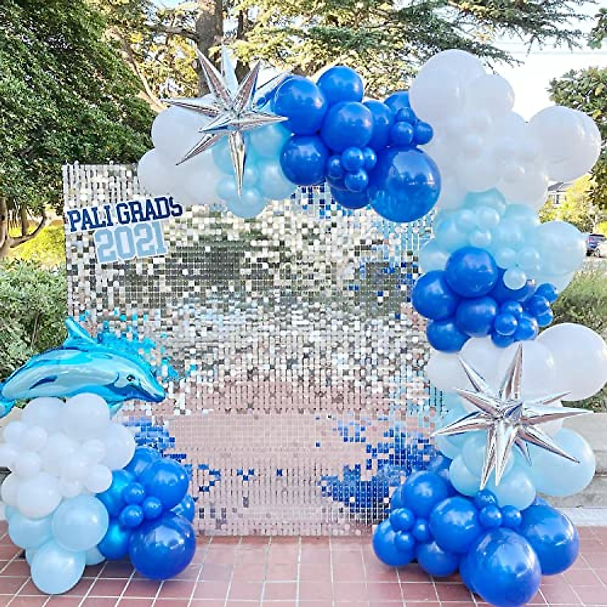 Shimmer Wall Backdrop Silver Backdrop 24 Panels Glitter Sequin Backdrop for Wedding Bridal Shower Birthday Decorations