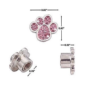 CB Handmade Bling Rhinestone Tire Valve Dust Caps Crystal Tire Air Sealing Cap for Car Styling, Paw Print - Pink, 4-Pcs
