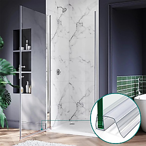 Bathroom Shower Glass Door Bottom Seal Strip, 2PCS 36 Inch Long Clear PVC Seal Strips for 5/16"(8mm) - 3/8"(10mm) Thick Framless Glass Door Panel