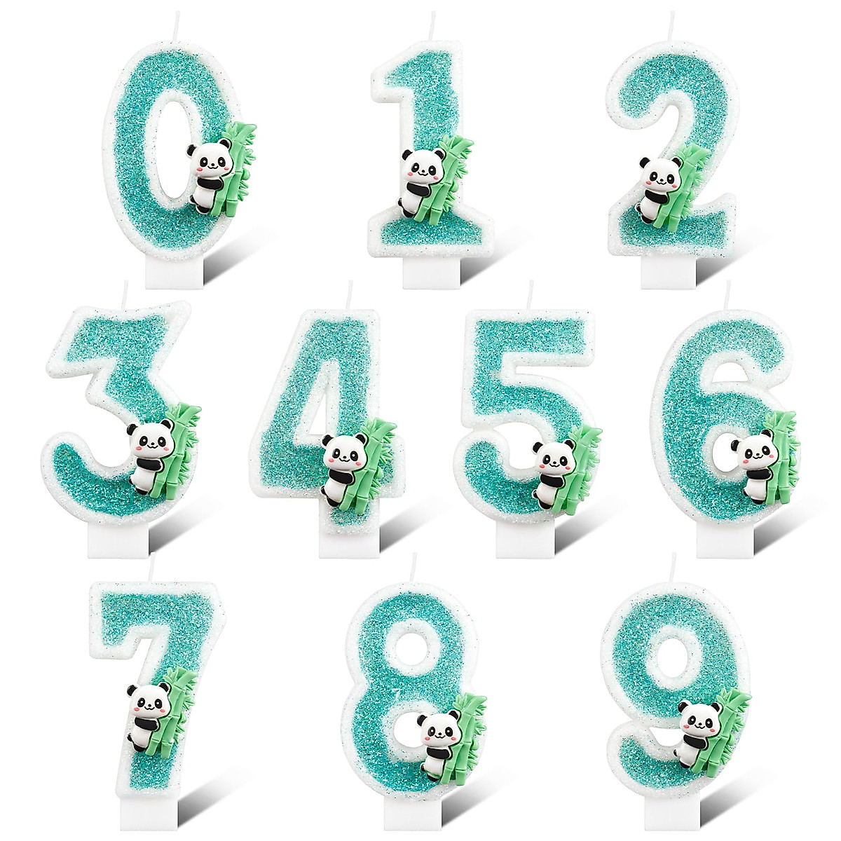 iNINGER Panda Happy Birthday Cake Topper Number 11 Candle Panda Bear Bamboo 11th Birthday Cake Decoration Jungle Animals Theme Party Birthday Supplies for Boys Girls Kids (11th Green)