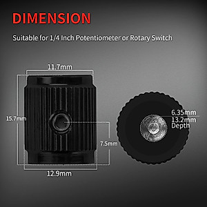 DaierTek Guitar Effect Pedal Knob Metal Black Potentiometer Knob Anodized Aluminum Amp Pot Knob with Set Screw 1/4 -13Pack…