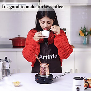 Artilife Mini Hot Plate Small Hot Plate,Small Hot Plate Electric Mini,Mini Hot Plate Electric,Cast Iron Electric Hot Plate,Perfect Size for Moka Pot (500W Black Small Hot Plate)