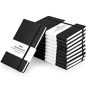 Huhuhero 10 Pack Notebooks Journal, Ruled Notebook, Premium Thick Paper Lined Journal, Black Hardcover Notebook for Office Home School Business Writing Note Taking Journaling, 5"×8.25"