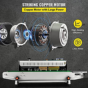 Happybuy FR-900 Continuous Band Sealer, Automatic Horizontal Band Sealer 110V, Continuous Sealing Machine Temperature Control, Bag Sealer Machine for PVC Bags Films