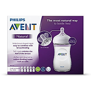 Philips Avent Natural Baby Bottle, Clear, 9oz, 5pk, SCF013/57