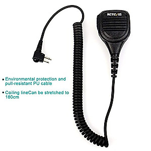 Retevis 2 Pin Two Way Radio Shoulder Speaker Mic with 3.5mm Audio Jack,Compatible with Motorola CP200 GP200D RMU2040 RDU4100 GP88S CP250 P040 EP450 MagOne A8 HYT TC500 Handhled Walkie Talkie(1 Pack)