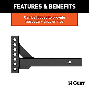 CURT 17103 Replacement Weight Distribution Hitch Shank, 2-Inch Receiver, 2-In Drop, 6-Inch Rise , Black