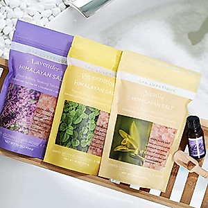 Bath Salts, Epsom Salts with Himalayan Bath Salt for Women Relaxing Extra Lavender Essential Oil with Spoon, Bath Sets for Women Gift Epsom Salt for Soaking Gift Set-3 Pcs x 16oz/454g