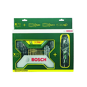 Bosch 2607017197 Universal X-Line Titanium Drill and Bit Set - Green/Grey (70-Piece)