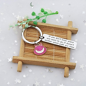 BAUNA Alice Keychain with Cartoon Pink Cat Gift for Graduates BFF