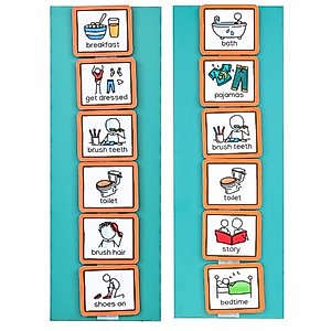 Morning and Bedtime Routine Chart by Create Visual Aids to support routine. Visual schedule or visual timetable for autism, speech and language, toddlers, preschool.