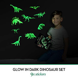 Dinosaur Wall Decals for Kids Room Glow in The Dark Stickers, Large Removable Vinyl Decor for Bedroom, Classroom - Birthday Christmas Gift for Girls Boys Grandkids Toddlers (Dino)