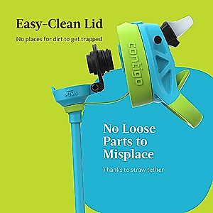 Contigo Aubrey Kids Cleanable Water Bottle with Silicone Straw and Spill-Proof Lid, Dishwasher Safe, 20oz 2-Pack, Blue Raspberry/Cool Lime & Blueberry/Juniper