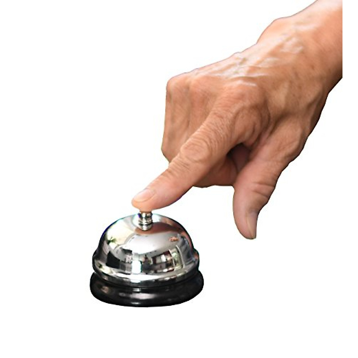 Compact Hotel Style Call Bell. Service Bell in Silver Finish with Black Base - by Home-X