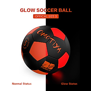 OMOTIYA LED Light Up Soccer Ball Games Toys - Glow in The Dark Soccer Balls Size 5 - Sports Gear Soccer Gifts for Boys & Girls 8-12+ Year Old - Kids, Teens Football Gift for 8 9 10 11 12 Year Old