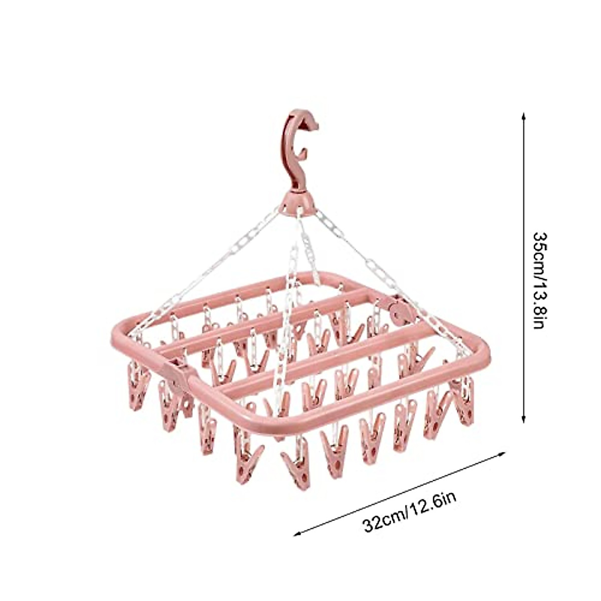 OQHAIR Underwear Drying Rack, Swivel Clip and Drip Hanger Clothes Hanger Drying Rack, Laundry Drying Rack Clothes Pegs with 32 Clips Foldable Stocking Rack
