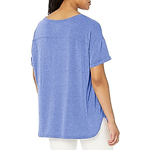 Amazon Essentials Women's Studio Relaxed-Fit Lightweight Crewneck T-Shirt (Available in Plus Size), Bright Blue Heather, XX-Large