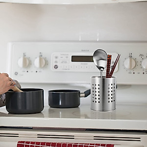 Cabilock 2pcs Stainless Steel Utensil Holder Flatware Holder Utensil Sink Caddy Drying Rack Cutlery Basket for Chopstick Spoon Fork Countertop