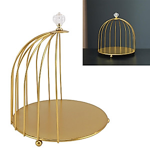 Dpofirs Bathroom Organizer Countertop, 2 Tier Iron Cosmetic Display Case for Bathroom Vanity Countertop, Vanity Tray Gold Birdcage Makup Organizer, Makeup Tray Cosmetic Rack Jewelry