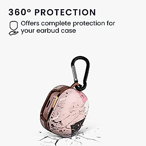 kwmobile Case Compatible with Samsung Galaxy Buds 2 Pro/Buds 2 / Buds Live - Case for Earbuds - Mixed Marble Dusty Pink/White/Black