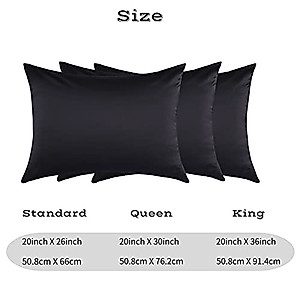 ZGPINZHEN 100% Mulberry Silk Pillowcase for Hair and Skin 2 Pack,19 Momme 600 Thread Count Natural Silk Pillow Cover Set of 2,with Hidden Zipper,Soft Breathable Smooth. (Standard 20"x26", Black)