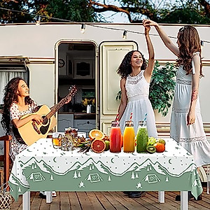 ssailue decor 3pcs Camp Bachelorette Party Disposable Tablecloth,Mountain Camp Bachelorette,Weekend in The Woods for Girls Bridal Shower Wedding Engagement Party Decorations