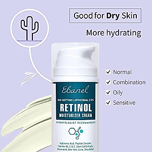 Ebanel 2.5% Retinol Cream for Face Moisturizer with Peptide, Hyaluronic Acid, Anti Aging Wrinkle Night Cream, Skin Tightening Firming Cream for Face and Neck, Minimizes Dark Spot, Age Spot, Acne Scar