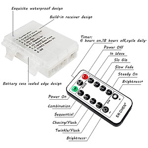 ErChen Battery Operated Silver Copper Wire Led String Lights, 33FT 100 Leds 8 Modes dimmable Waterproof Fairy Lights with Remote Control Timer for Indoor Outdoor Wedding Bedroom (Red)
