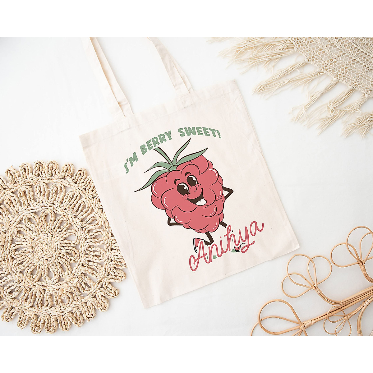 Berry Sweet tote bag for Valentines Day, Custom Canvas Heart Bag, Valentine Treat Tote, Personalized Gifts for Valentines Day, Gift Bag