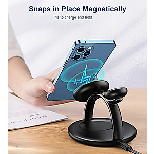 3 in 1 Magnetic Wireless Charging Station for iPhone 14/13/12, 15W Fast Wireless Mag-Safe Charger Stand with QC3.0 Adapter, for iPhone 14 13 12 Pro Max/Pro/Mini,Apple Watch 7/SE/6/5/4/3/2, AirPods Pro