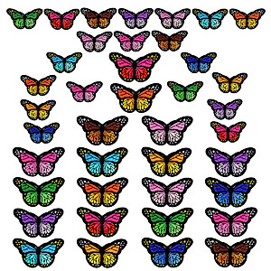 AUGSUN 40pcs Butterfly Iron on Patches, 2 Size Embroidered Sew Applique Repair Patch