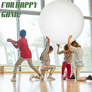 Karenhi 4 Pcs 72 Inch Giant Balloons Big Round Latex Balloon Jumbo Balloons Heavy Duty Balloons Large Inflatable Ball for Birthday Bridal Shower Party Decorations, Inflate with Air and Helium (White)