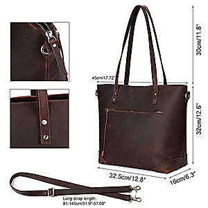 S-ZONE Women Genuine Leather Tote Bag Shoulder Handbag Bundle with Backpack Purse