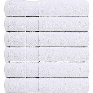 Utopia Towels 6 Pack Small Bath Towel Set, 100% Ring Spun Cotton (22 x 44 Inches) Lightweight and Highly Absorbent Quick Drying Towels, Premium Towels for Hotel, Spa and Bathroom (White)