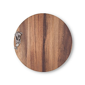 Vagabond House Rabbit Wood Cheese/Bar Board Round Acacia Hardwood Cheese/Serving Board 10 inch Diameter .75 inch Tall
