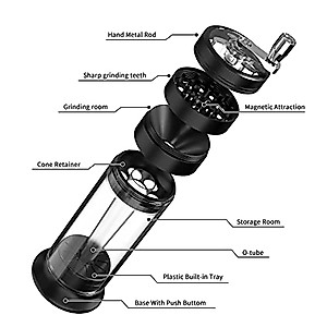 Herb Grinder 3-in-1 Hand Crank Spice Rolling Milling Loader Roller Filler Flower Buds Storage with Mangetic Liq Crusher Grinding